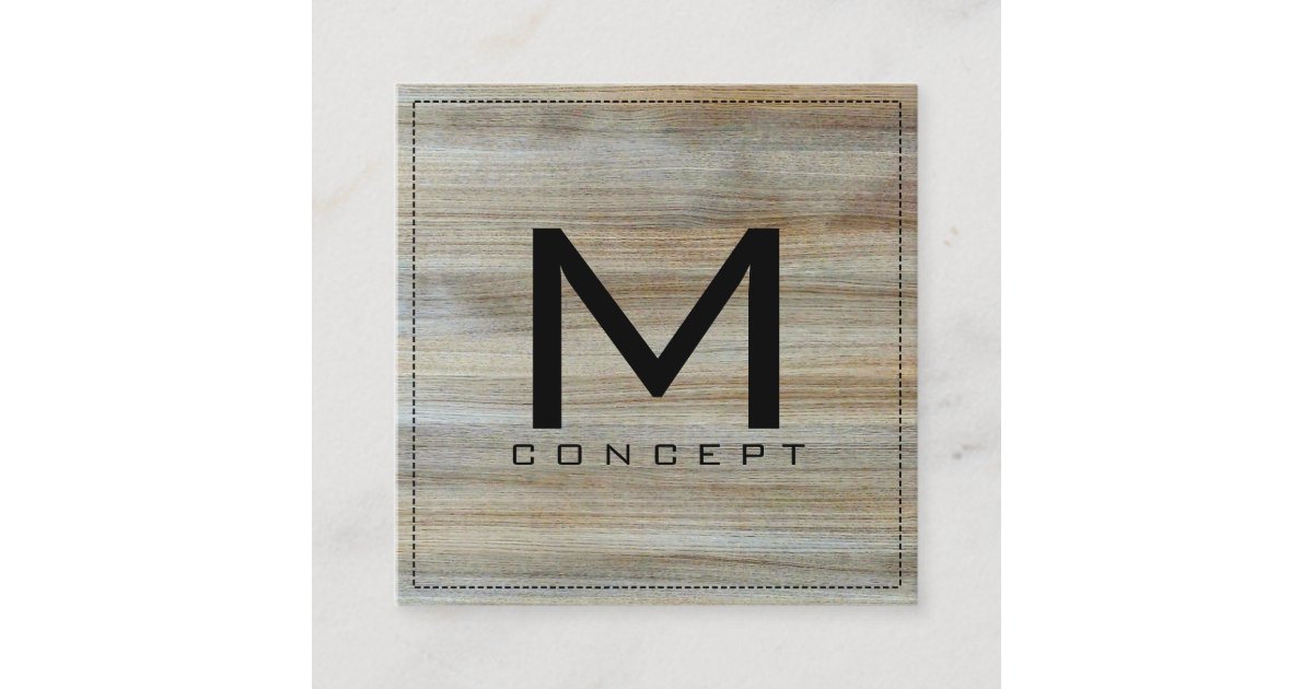 Monogram Professional Elegant Modern Wood #2 Square Business Card | Zazzle