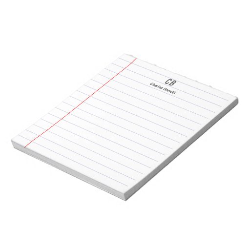 Monogram Professional Plain Minimalist Lined Paper Notepad | Zazzle