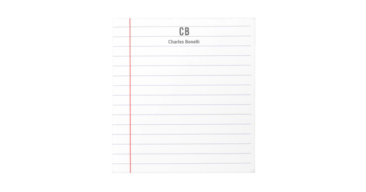 Monogram Professional Plain Minimalist Lined Paper Notepad | Zazzle