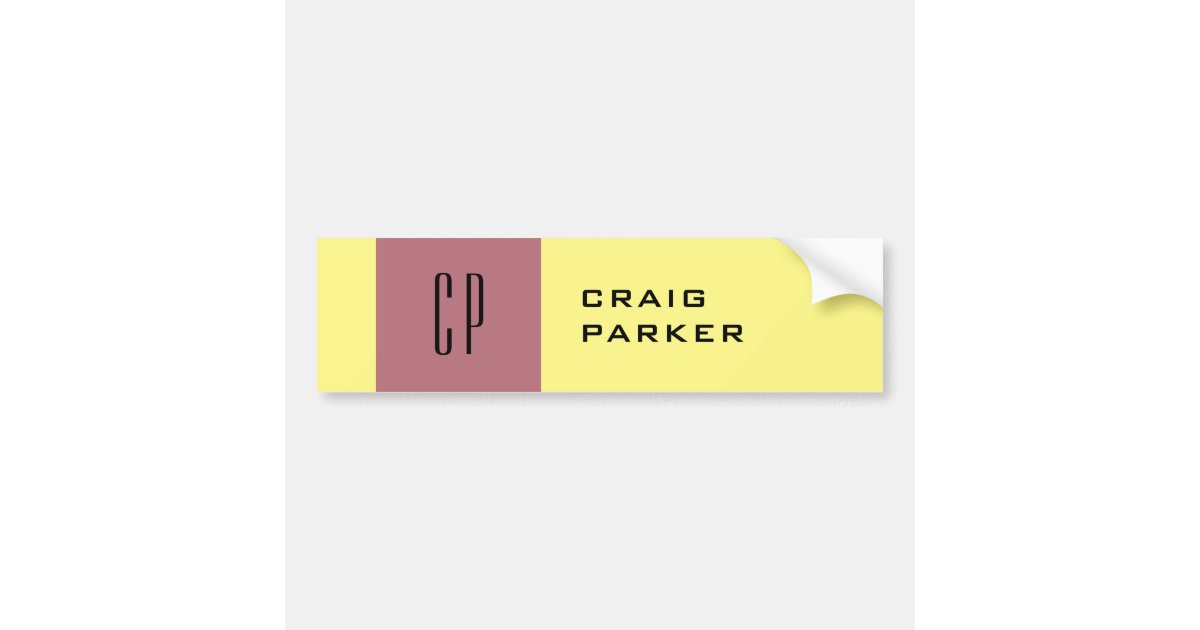 Monogram Professional Plain Rose Gold Yellow Color Bumper Sticker | Zazzle