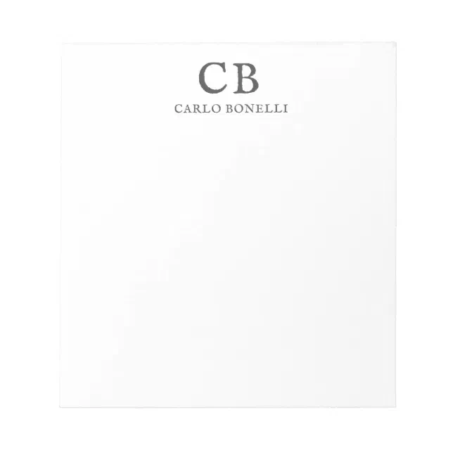 Monogram Professional Plain Simple Minimalist Notepad | Zazzle