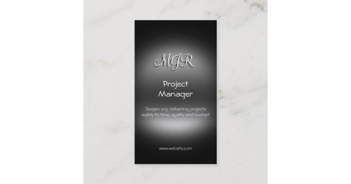 Monogram, Project Manager, metal-look Business Card | Zazzle