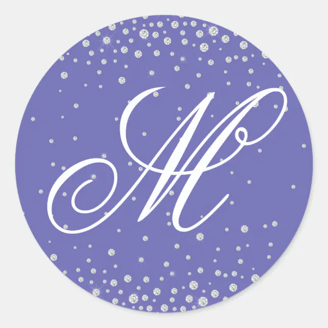 Monogram Purple Diamonds Personalized Classic Round Sticker | Zazzle