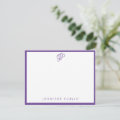 Monogram Purple Handwritten Script Name Text Note Card | Zazzle