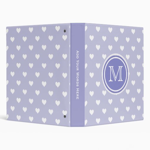 Monogram: Purple White Heart Chevron Binder | Zazzle