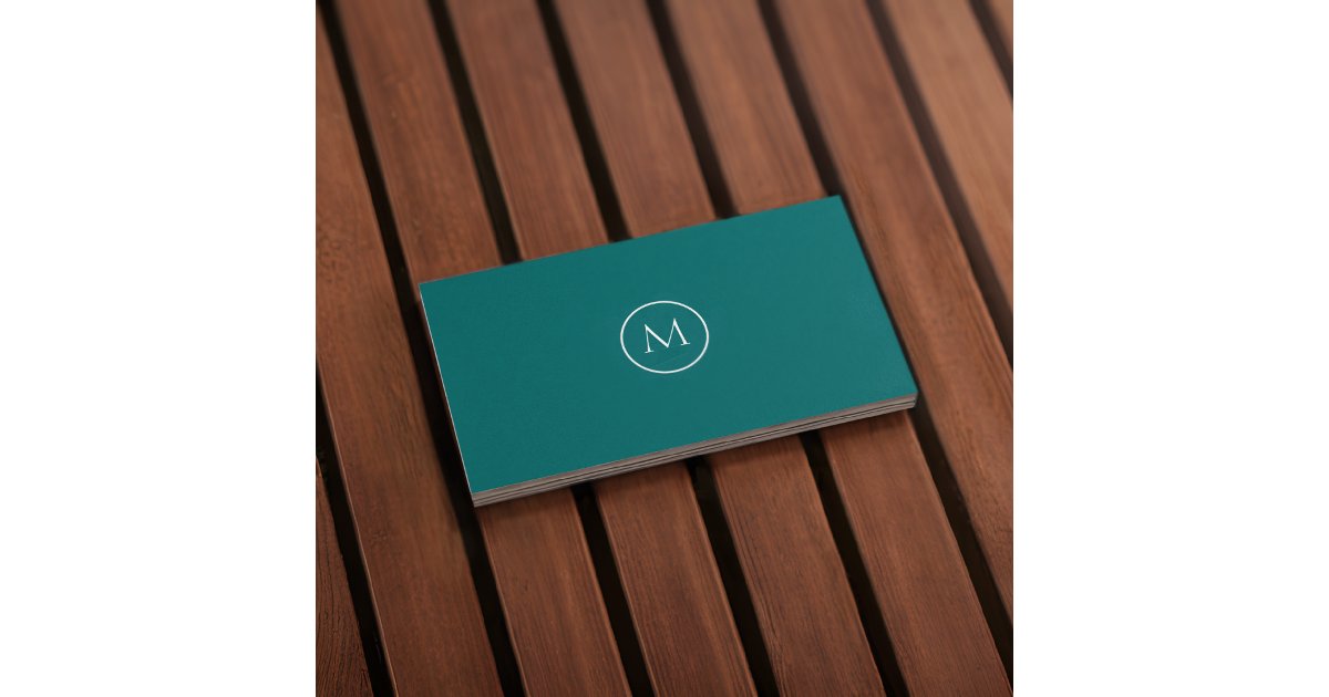 Monogram Qr Code Dark Cyan Business Card | Zazzle