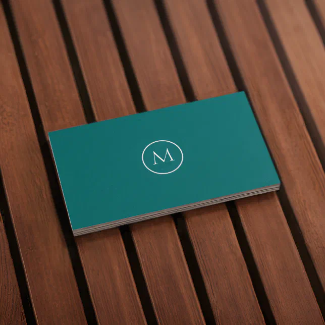 Monogram Qr Code Dark Cyan Business Card | Zazzle