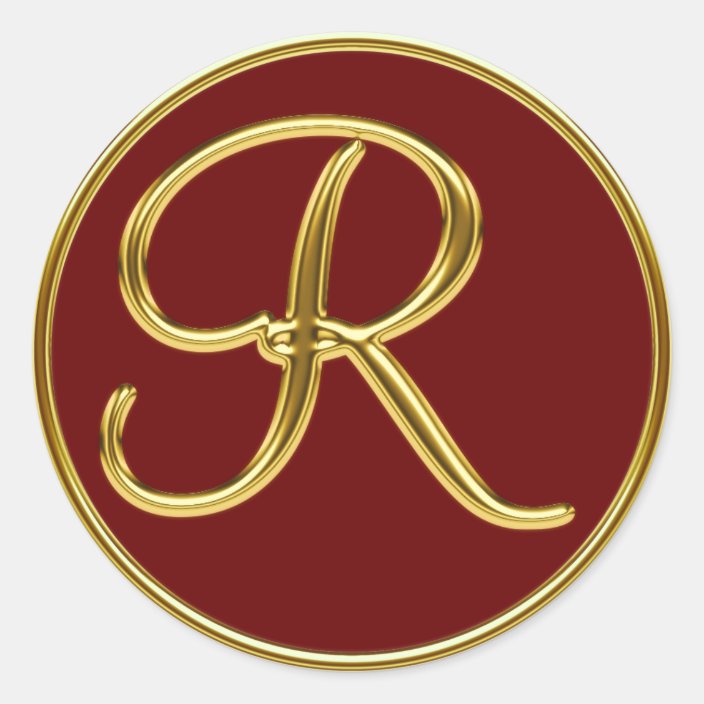 Monogram R in 3D gold Classic Round Sticker | Zazzle.com