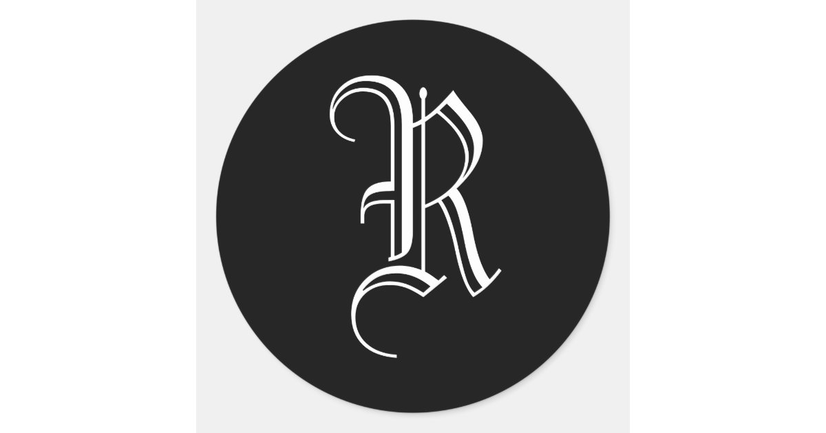 Monogram R Sticker Old English Style Black White | Zazzle