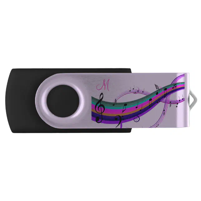 Monogram Rainbow Music Notes USB Flash Drive | Zazzle