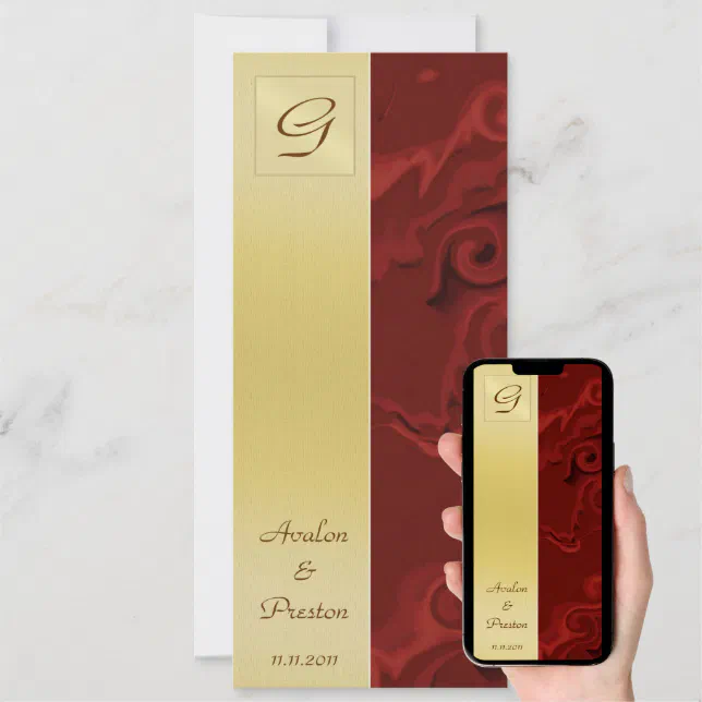 Monogram Red Swirls Wedding Program Invitation | Zazzle