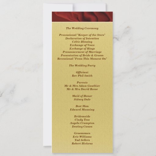 Monogram Red Swirls Wedding Program Invitation | Zazzle