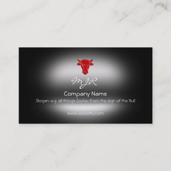 Monogram, Red Taurus Bull Head, metallic-effect Business Card | Zazzle.com
