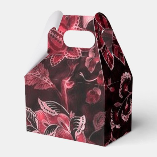 Monogram Red Vintage Floral Gable Favor Box | Zazzle