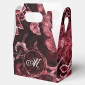 Monogram Red Vintage Floral Gable Favor Box | Zazzle