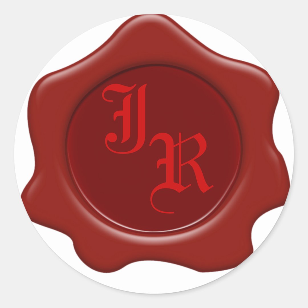 Monogram Red Wax Seal Wedding Stickers | Zazzle