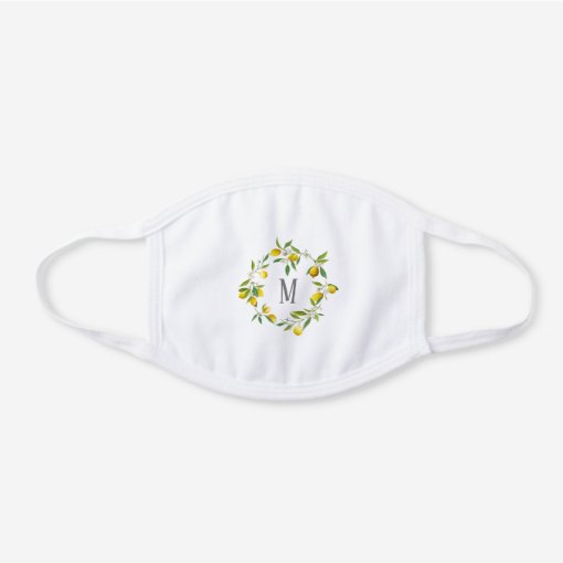 Monogram, reusable medical, lemon face mask | Zazzle