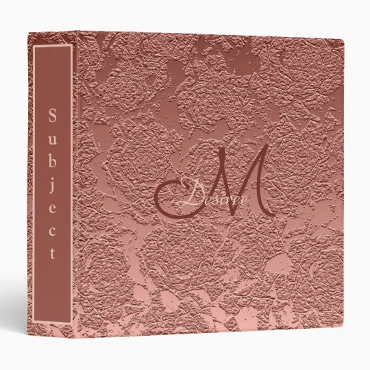 Monogram Rose Gold Pink Floral Elegant Girly 3 Ring Binder | Zazzle.com