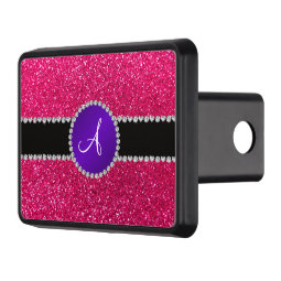 Monogram rose pink glitter purple diamond circle tow hitch cover | Zazzle