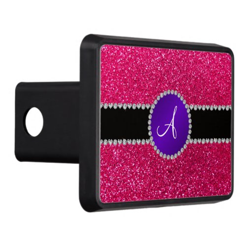 Monogram rose pink glitter purple diamond circle tow hitch cover | Zazzle