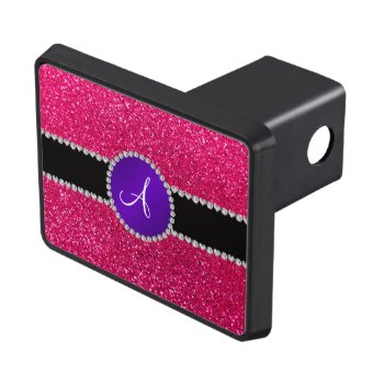 Monogram rose pink glitter purple diamond circle tow hitch cover | Zazzle