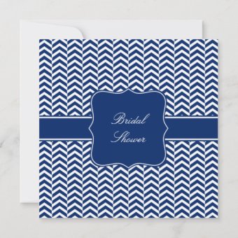 Monogram Royal Blue Chevron Pattern Bridal Invitation | Zazzle