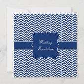 Monogram Royal Blue Chevron Pattern Wedding Invitation | Zazzle
