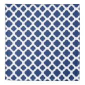 Monogram Royal Blue Quatrefoil Pattern with Orange Duvet Cover | Zazzle