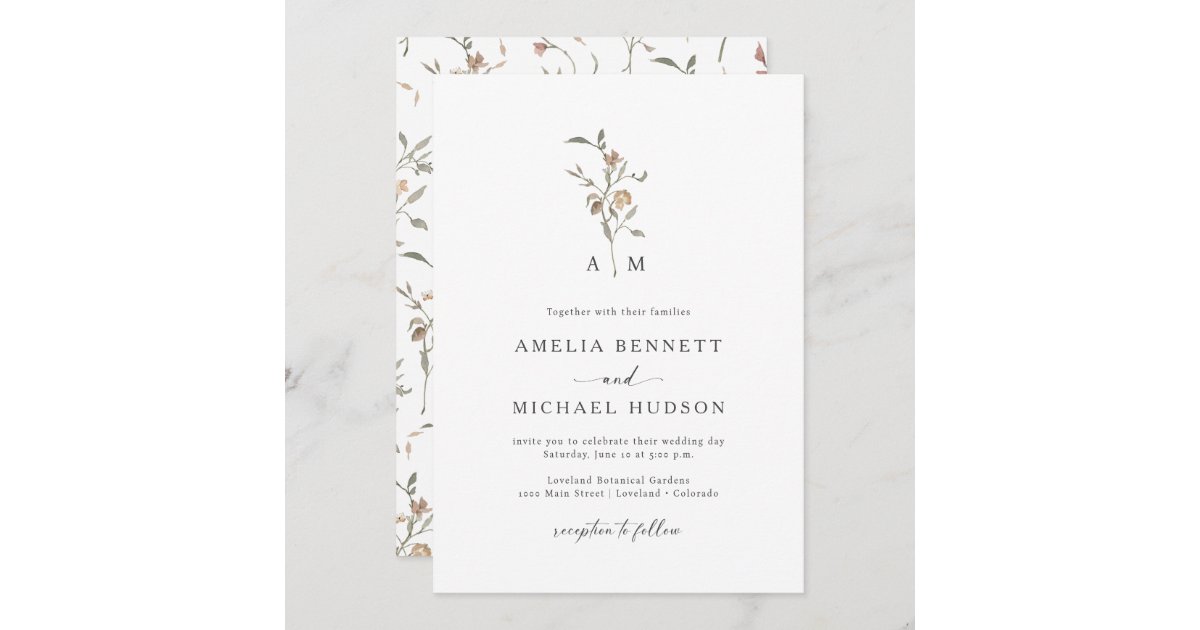 Monogram Rustic Wedding Invitation | Zazzle