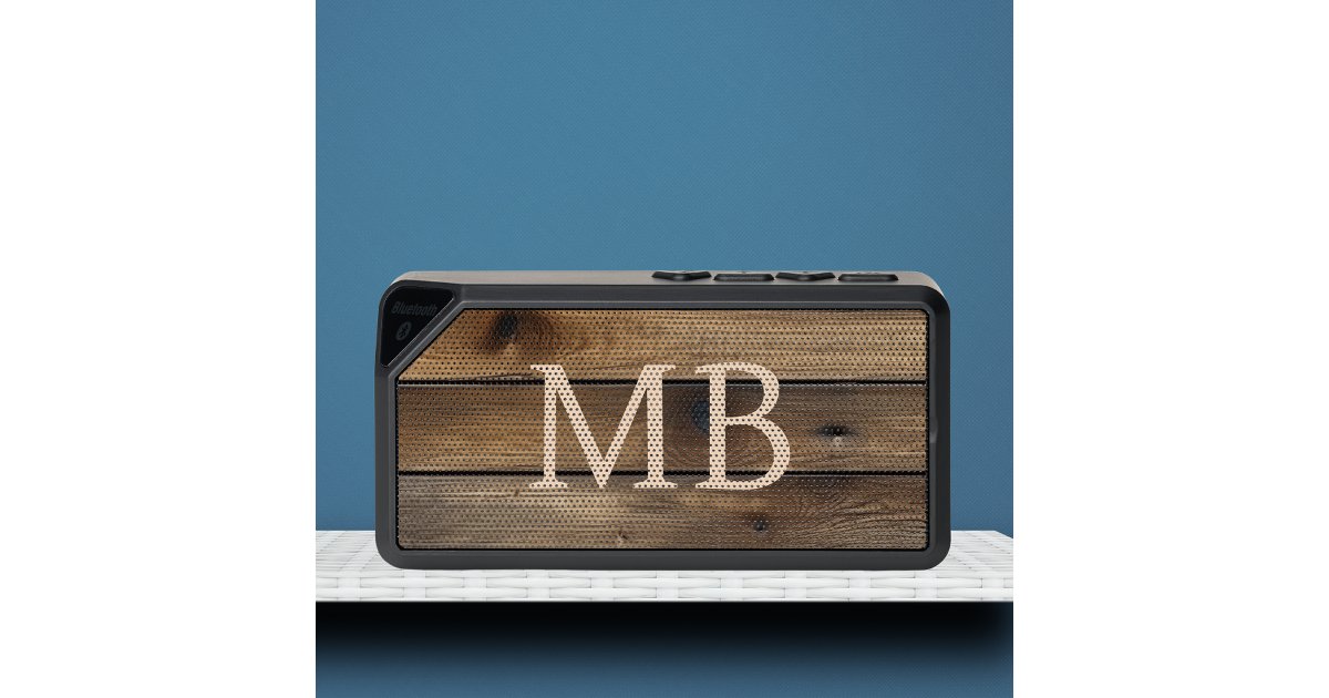 Monogram Rustic Wooden Initials Personalized Bluetooth Speaker | Zazzle