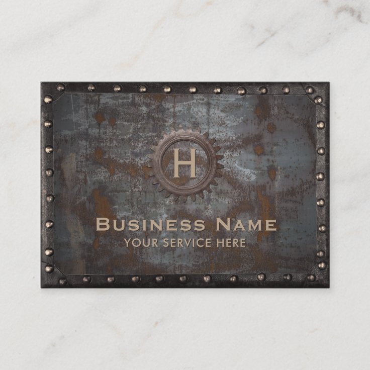 Monogram Rusty Metal Frame Vintage Business Card | Zazzle