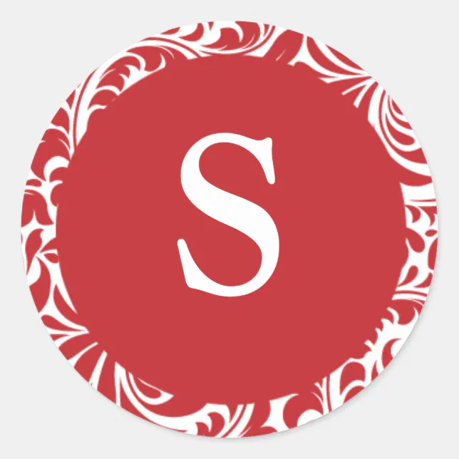 Monogram S Red White Customizable Wedding Monogram Classic Round ...
