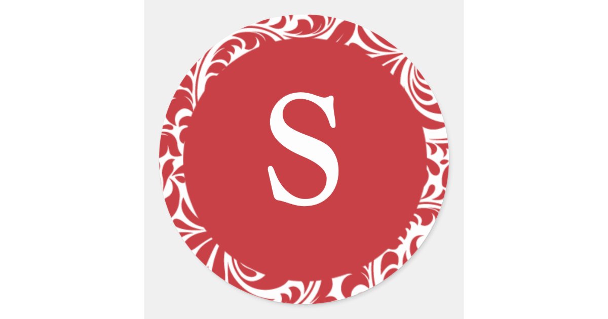 Monogram S Red White Customizable Wedding Monogram Classic Round ...