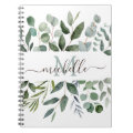Monogram Sage Green Eucalyptus Greenery Leaves Notebook | Zazzle