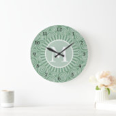 Monogram Sage Green Spirals - Personalized Large Clock | Zazzle