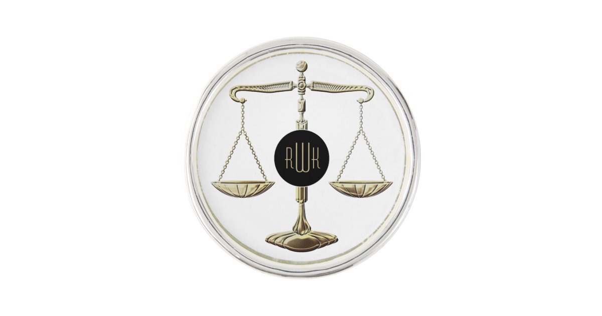Monogram | Scales of Justice Lapel Pin | Zazzle