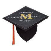 Monogram Script Black and Gold Modern Graduation C Graduation Cap ...