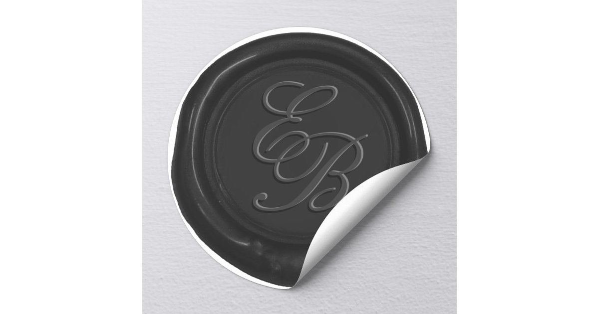 Monogram Script Black Wax Seal Wedding Favor | Zazzle