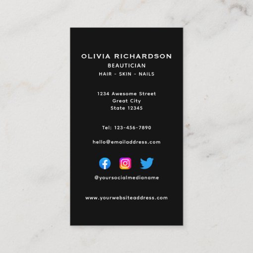 Monogram Script Name Black White Pink Job Vertical Business Card | Zazzle