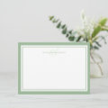 Monogram Script Two Border Minimalist Sage Green Note Card | Zazzle