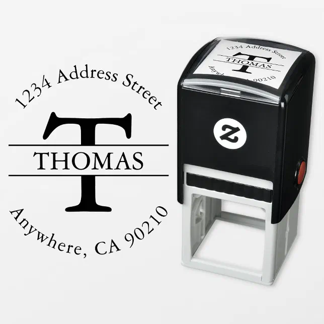 Monogram Self-Inking Return Address Rubber Stamp | Zazzle