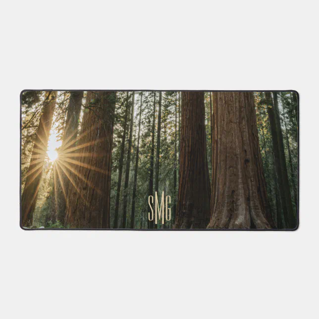 Monogram Sequoia Trees Giants Nature Forest Desk Mat | Zazzle