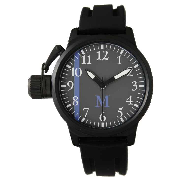Monogram Series: The Thin Blue Line. Watch | Zazzle