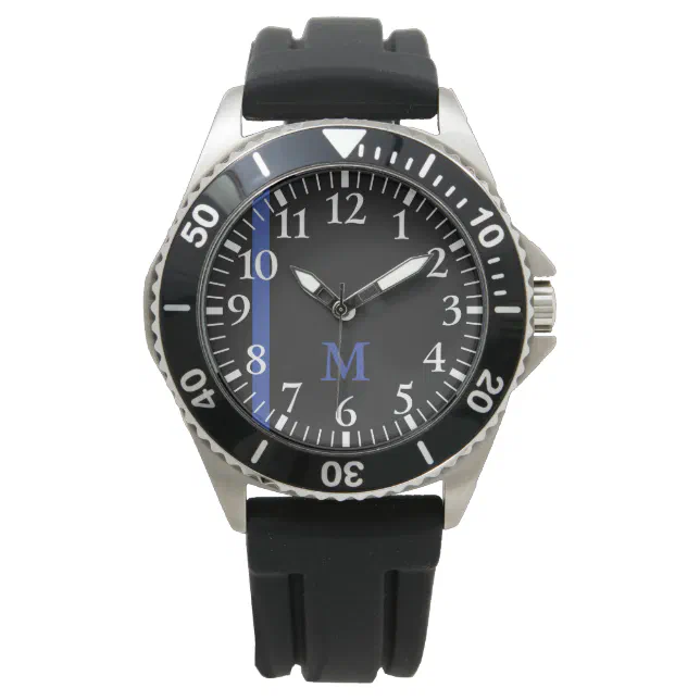 Monogram Series: The Thin Blue Line. Watch | Zazzle