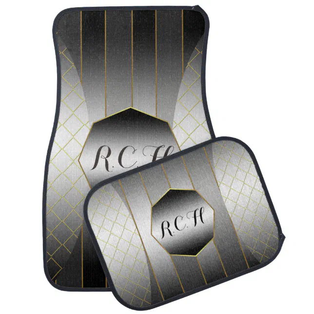 Monogram Silver Custom Car Mat Full Set (set of 4) | Zazzle