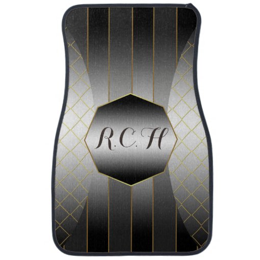 Monogram Silver Custom Car Mat Full Set (set of 4) | Zazzle