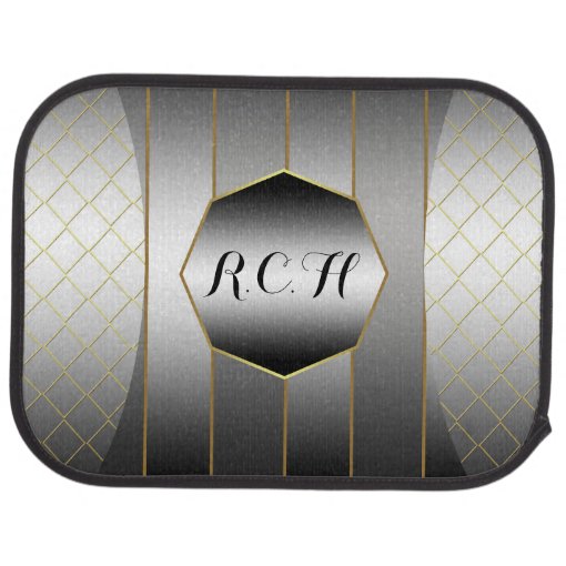 Monogram Silver Custom Car Mat Full Set (set of 4) | Zazzle