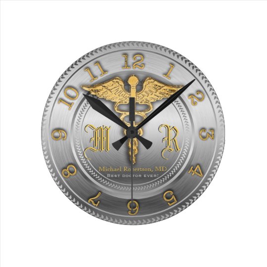 Monogram Silver Doctor Medical Clinic Clock | Zazzle.com