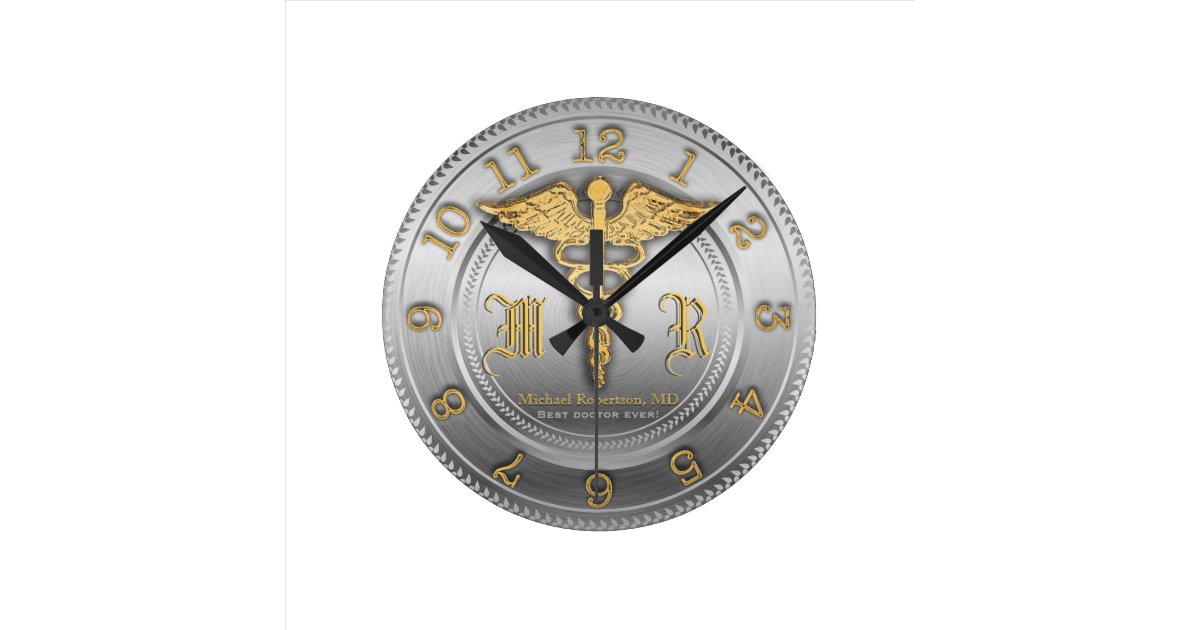 Monogram Silver Doctor Medical Clinic Clock | Zazzle.com