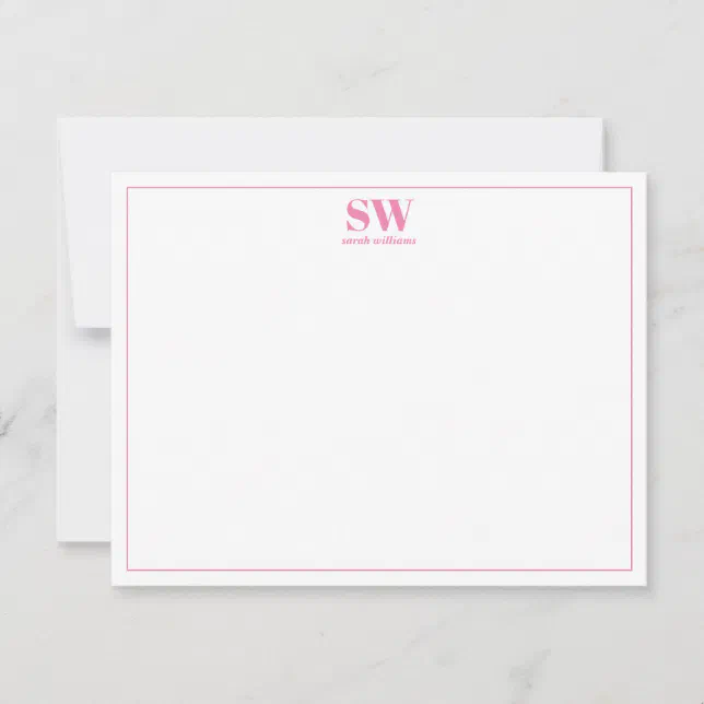 Monogram Simple Modern Personalized Stationery Note Card | Zazzle